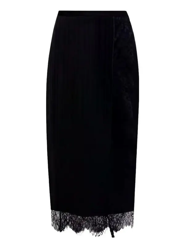 TWINSET Lace-trim Pleated Midi Skirt - Black