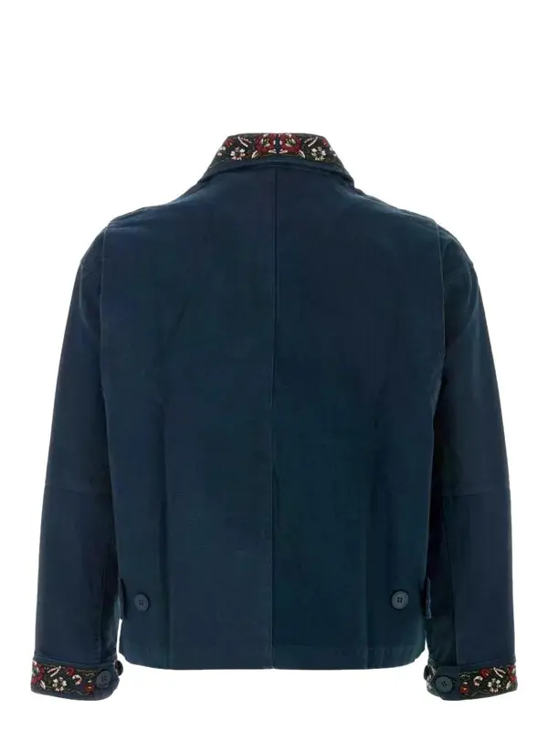 FOUND Horse Equine Embroidered Shirt Jacket - Blue
