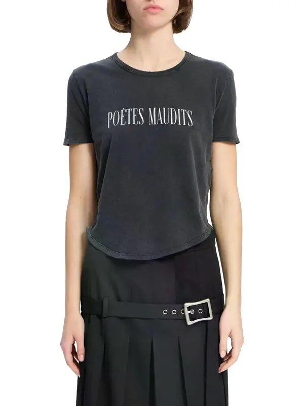 ANN DEMEULEMEESTER Floor Micro Curved-hem T-shirt - Black