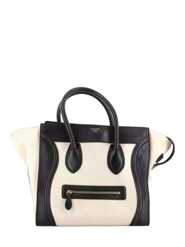 Celine Luggage Bag Canvas And Leather Mini Satchel - Neutrals