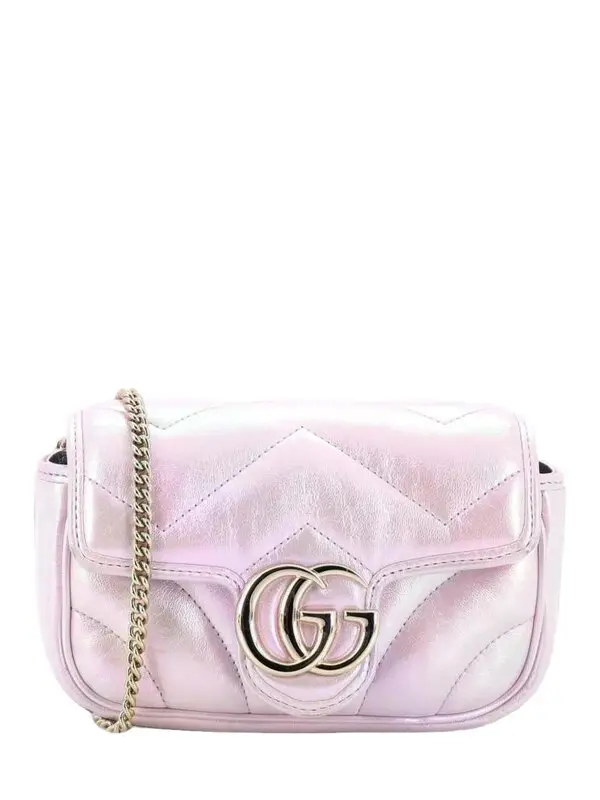 Gucci Gg Marmont Flap Bag Chevron Iridescent Leather Super Mini Crossbody Bag - Multicolour