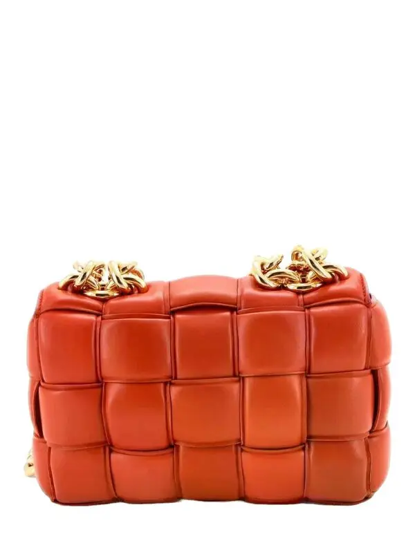 Bottega Veneta Cassette Chain Padded Maxi Intrecciato Leather Crossbody Bag - Orange