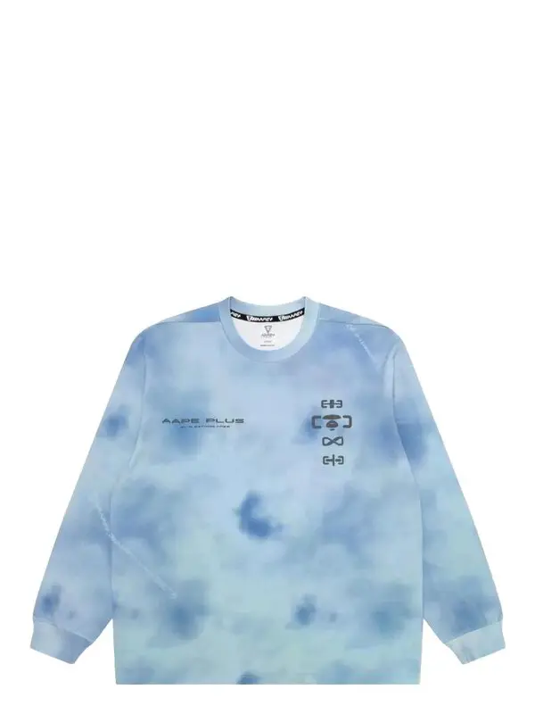 AAPE BY *A BATHING APE Tie-dye Graphic-print Long-sleeve T-shirt - Blue
