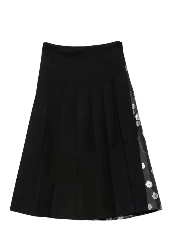 Stine Goya Floral Print Pleated Midi Skirt - Black