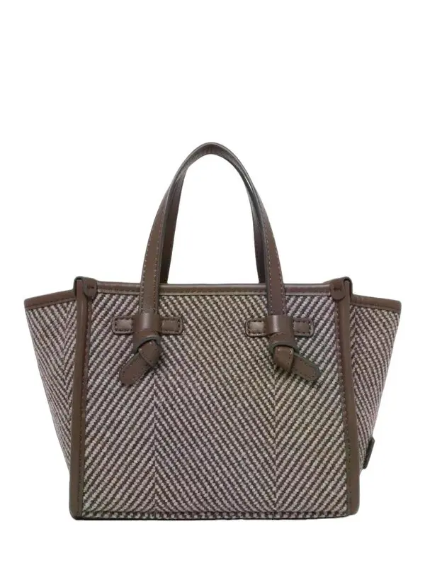 MARCELLA CLUB Small Herringbone-weave Tote Bag - Brown