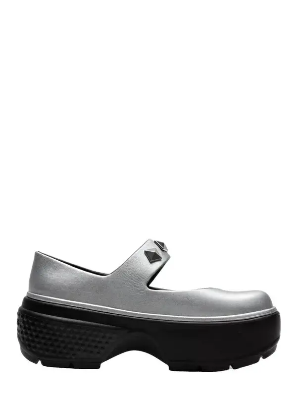 CROCS Studded Platform Loafers - Silver