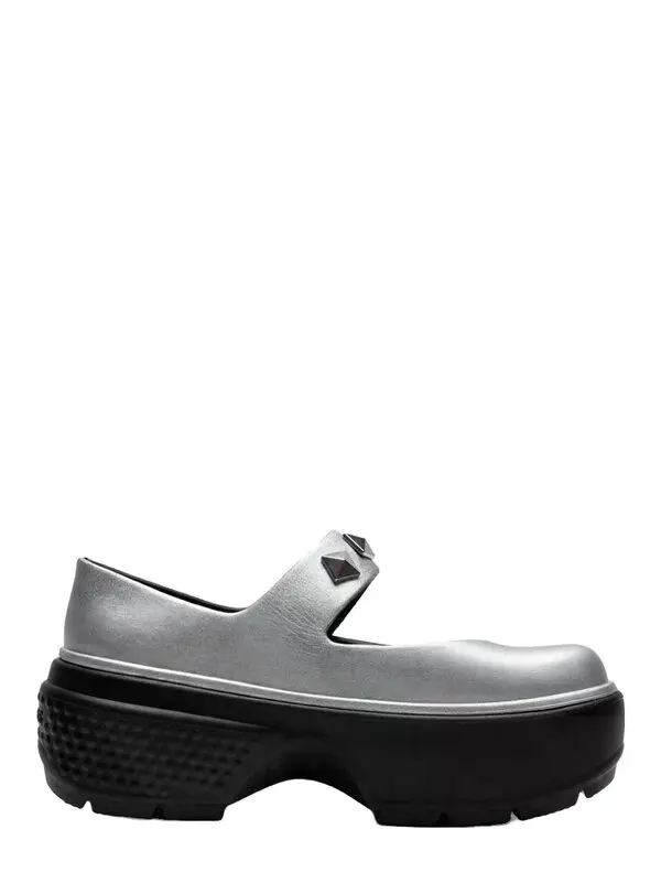 CROCS Studded Platform Loafers - Silver