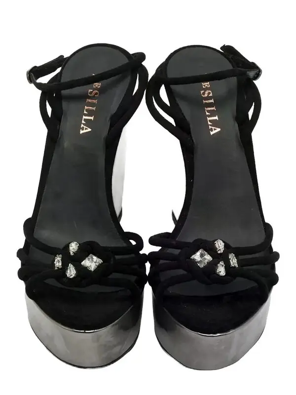 LE SILLA Embellished Wedge Sandals - Black