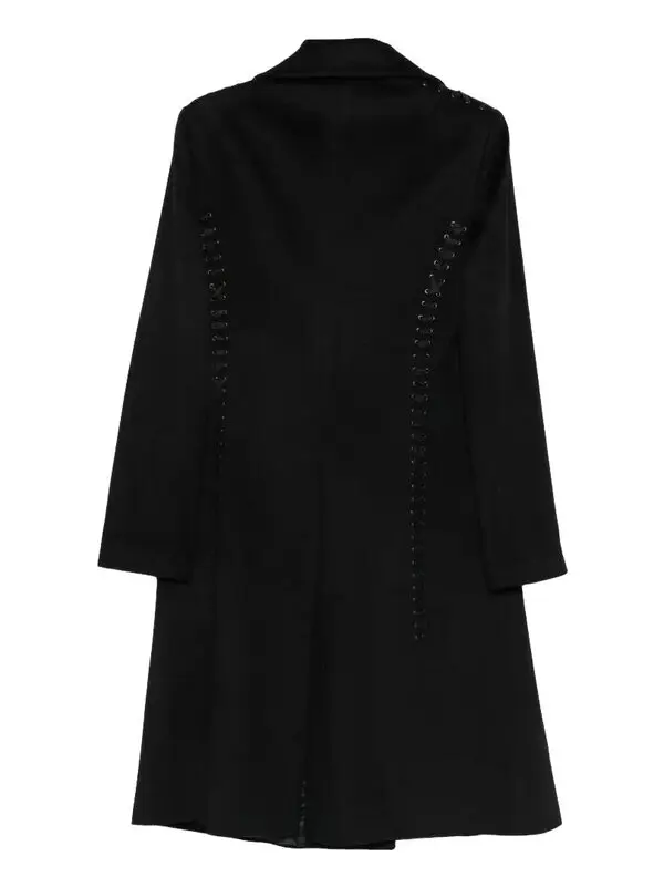 John Richmond Roberto Cavalli Vintage Wool Lace-up Detail Double-breasted Coat - Black