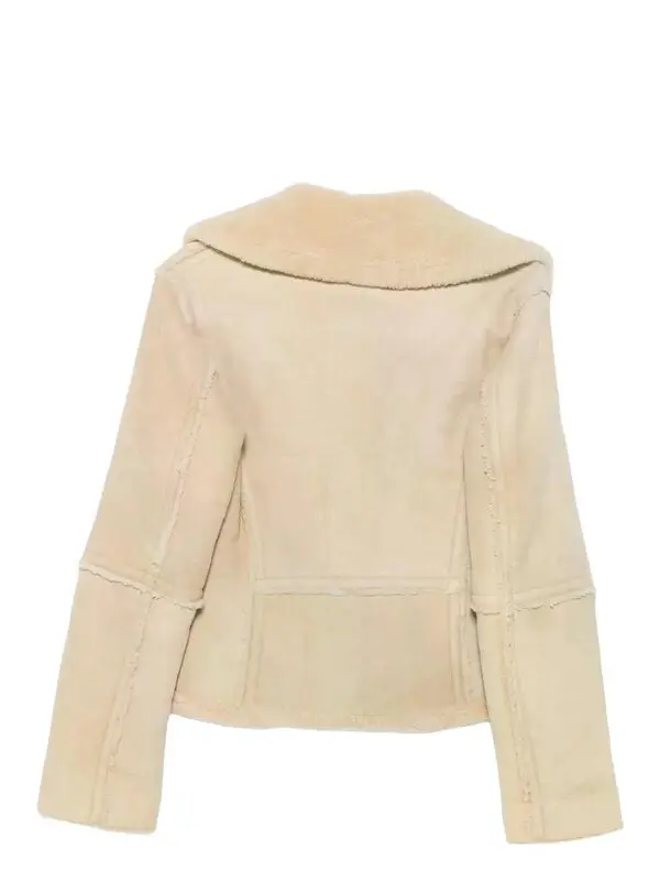 Dolce & Gabbana Shearling-trimmed Leather Jacket - Neutrals
