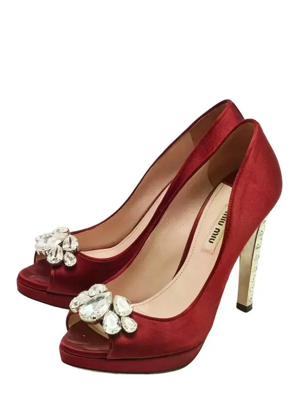 Miu Miu Crystal-embellished Stiletto Pumps - Red