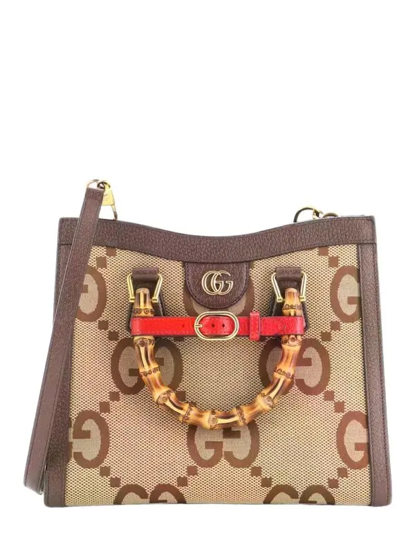 Gucci Diana Nm Bamboo Handle Jumbo Gg Canvas Small Tote Bag - Brown