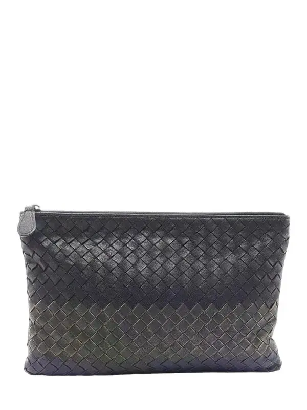 Bottega Veneta Tricolor Nappa Intrecciato Clutch Bag - Black