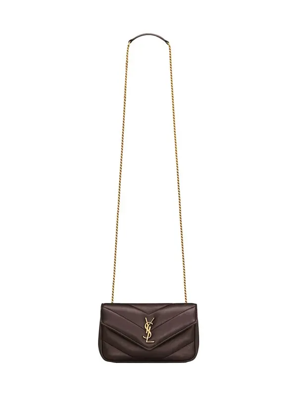 Saint Laurent Mini Matelassé Loulou Shoulder Bag - Brown