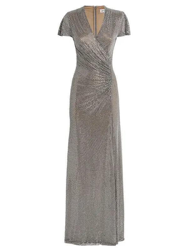 SELF-PORTRAIT Embellished Wrap Maxi Dress - Grey