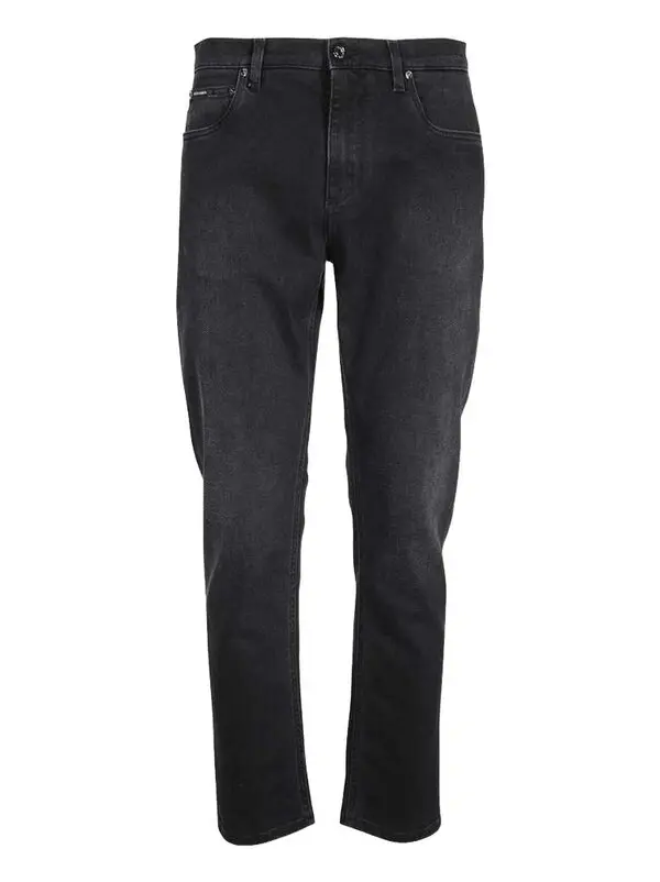 Dolce & Gabbana Logo Plaque Tapered Leg Jeans - No