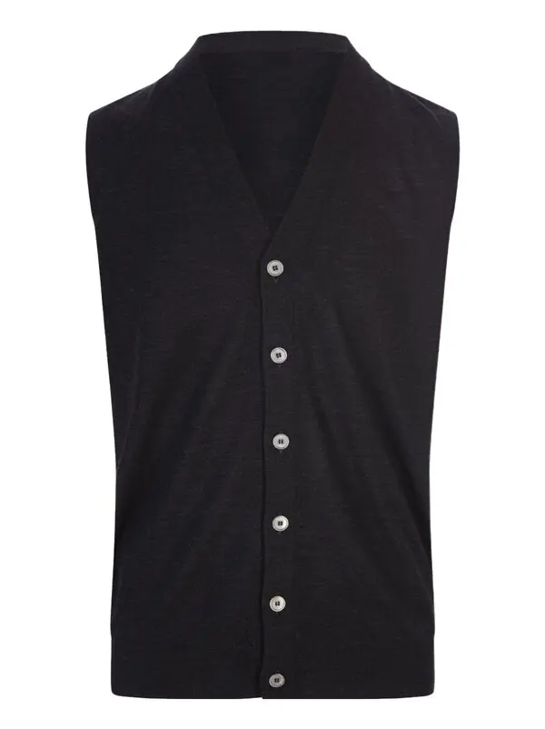 Fedeli Sleeveless V-neck Sweater - Black