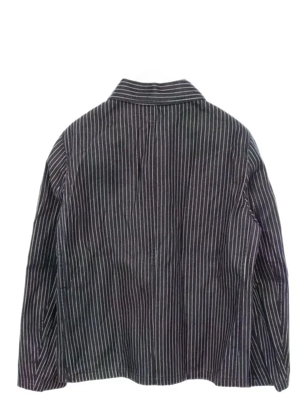 Dior Embroidered Striped Cotton Shirt Jacket - Blue