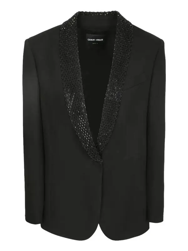 Giorgio Armani Bead-embellished Shawl-lapel Blazer - Black