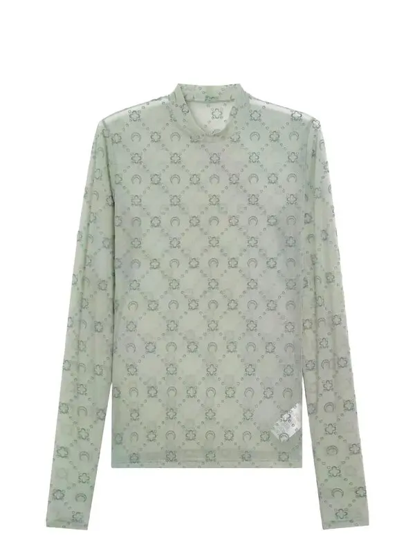 MARINE SERRE Long-sleeve Moon Pattern Top - Green