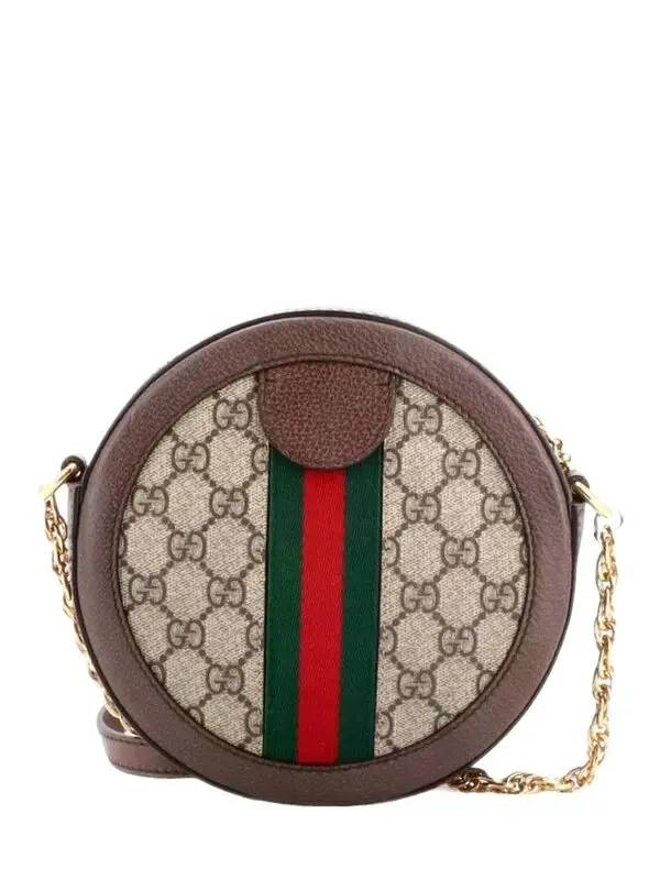 Gucci Ophidia Round Shoulder Bag Gg Coated Canvas Mini Crossbody Bag - Brown