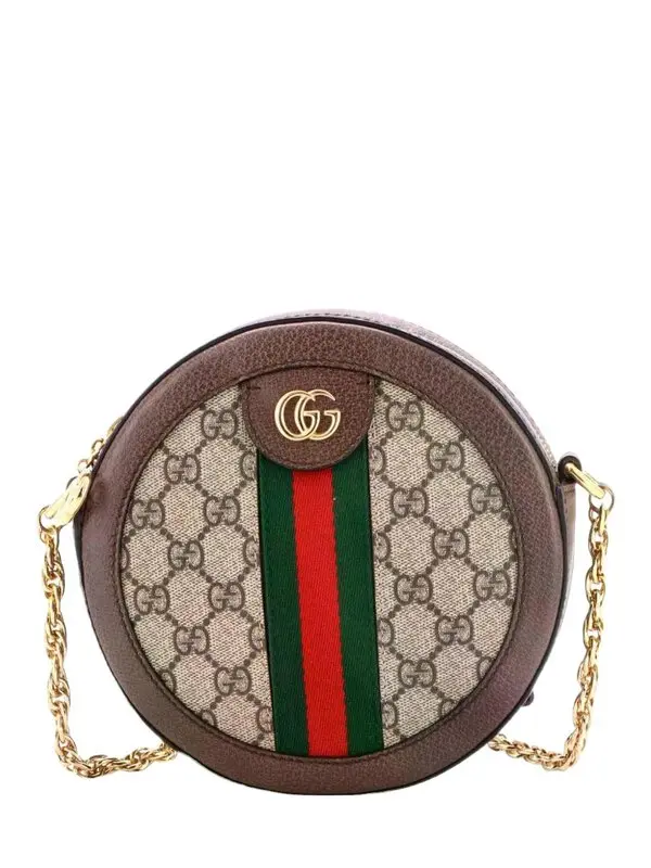 Gucci Ophidia Round Shoulder Bag Gg Coated Canvas Mini Crossbody Bag - Brown