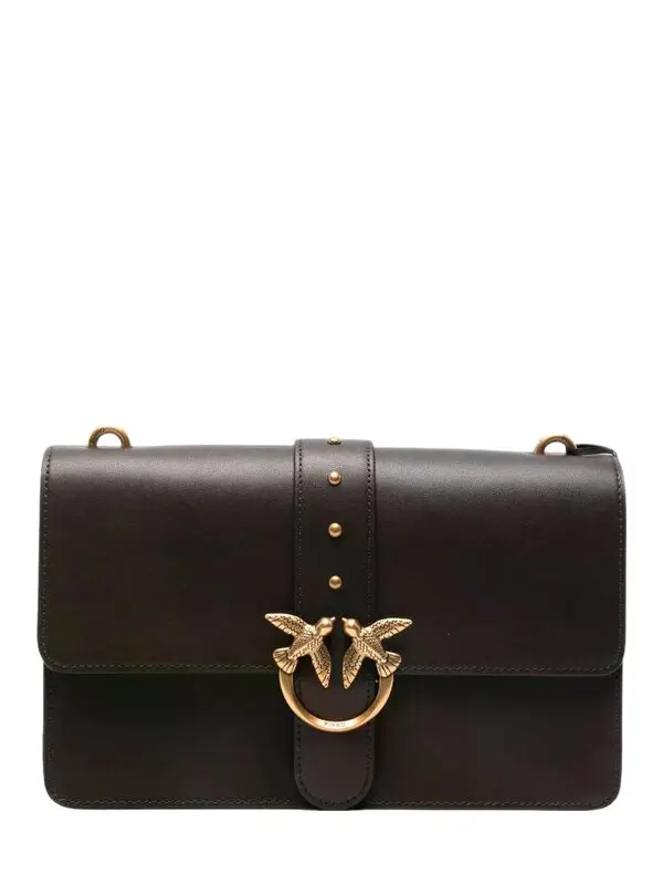 Pinko Love Birds Leather Crossbody Bag - Brown