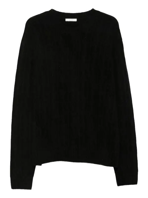 THE ROW Nanni Cable-knit Crew-neck Sweater - Black