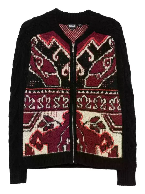 Roberto Cavalli 2000s Cable-knit Cardigan - Black