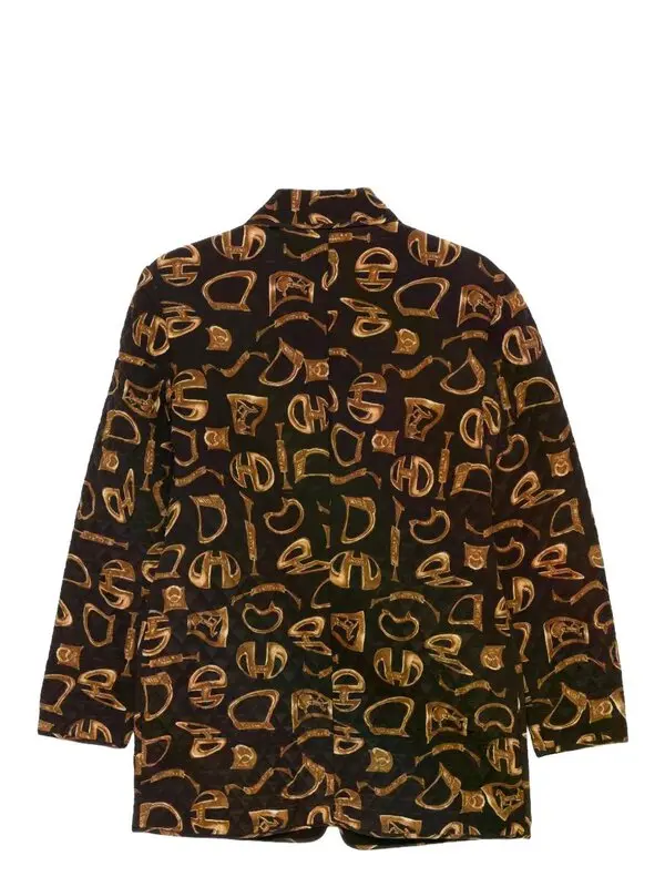 Celine Quilted Logo-print Coat - Brown