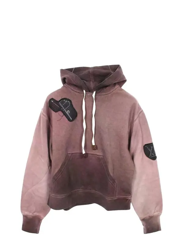 LOUIS VUITTON Logo Patch Cotton Hoodie - Purple