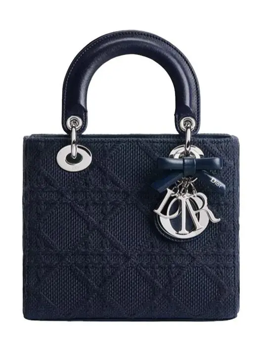 Dior Small Lady Bag With Strap - Dark Blue