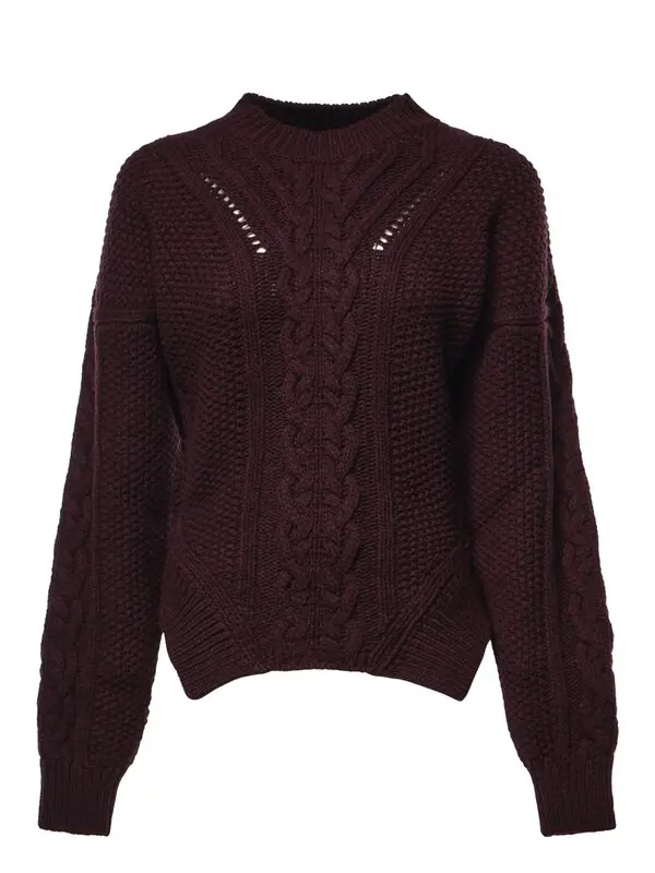 DONDUP Cable-knit Pointelle-trim Sweater - Wine Red