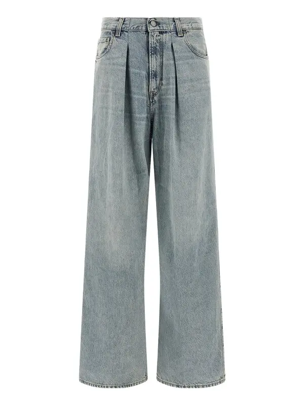 HAIKURE Wide-leg Pleated Jeans - Blue