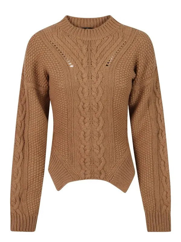 DONDUP Cable-knit Pointelle-trim Sweater - Brown
