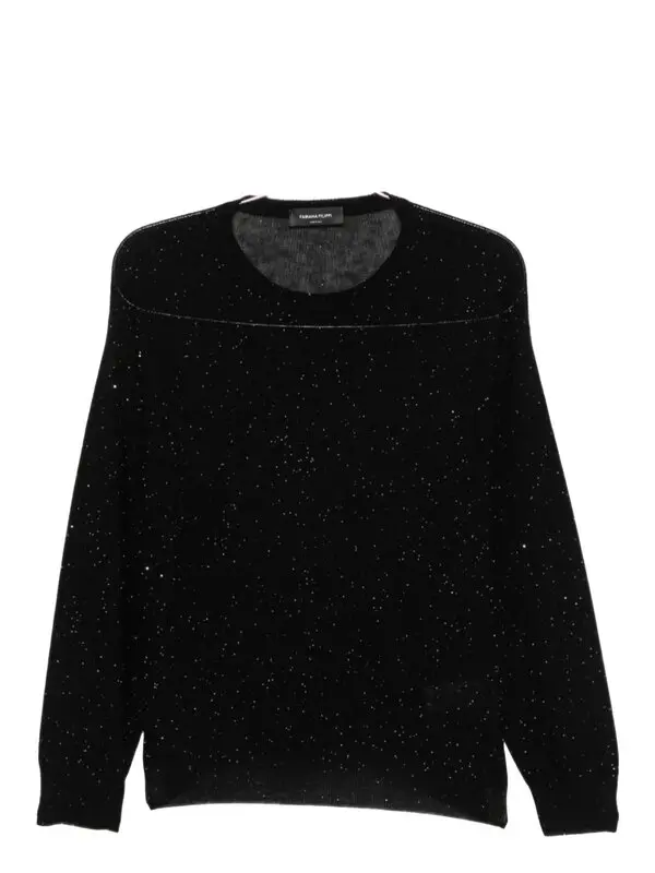 Fabiana Filippi Speckled Crew Neck Knitted Sweater - Black