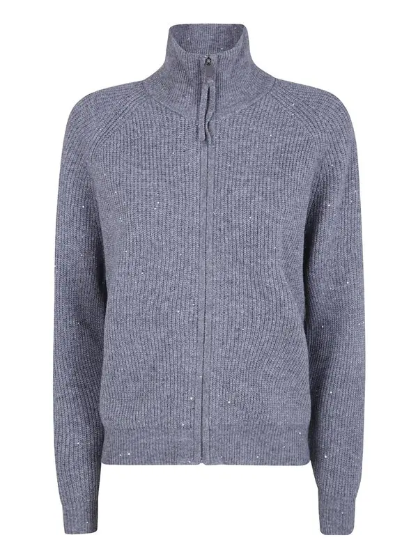 Seventy Zip-up Knitted Cardigan - Grey