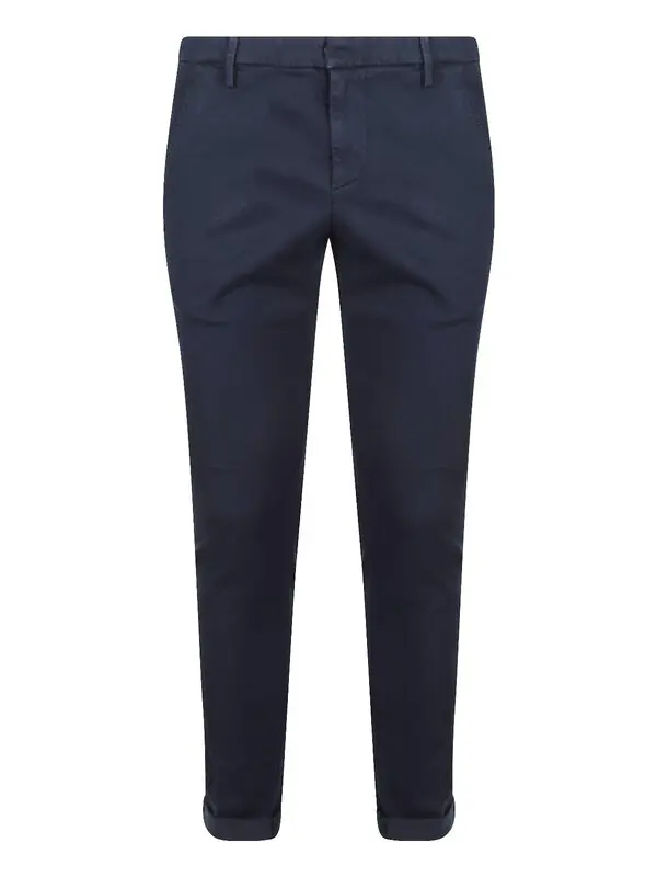 DONDUP Logo Plaque Turn-up Hem Trousers - Navy Blue