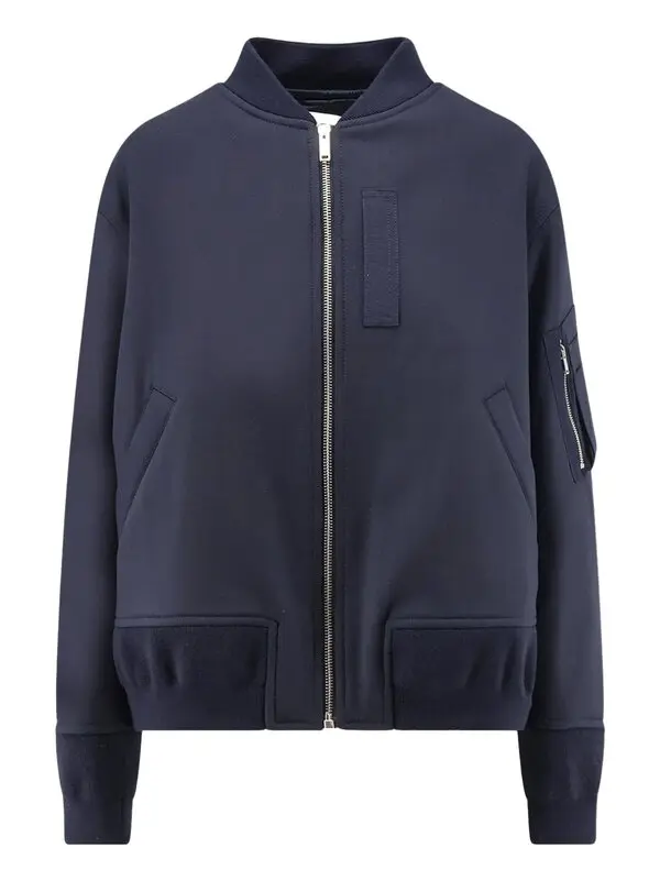SEMICOUTURE Zip Pocket Bomber Jacket - Navy Blue