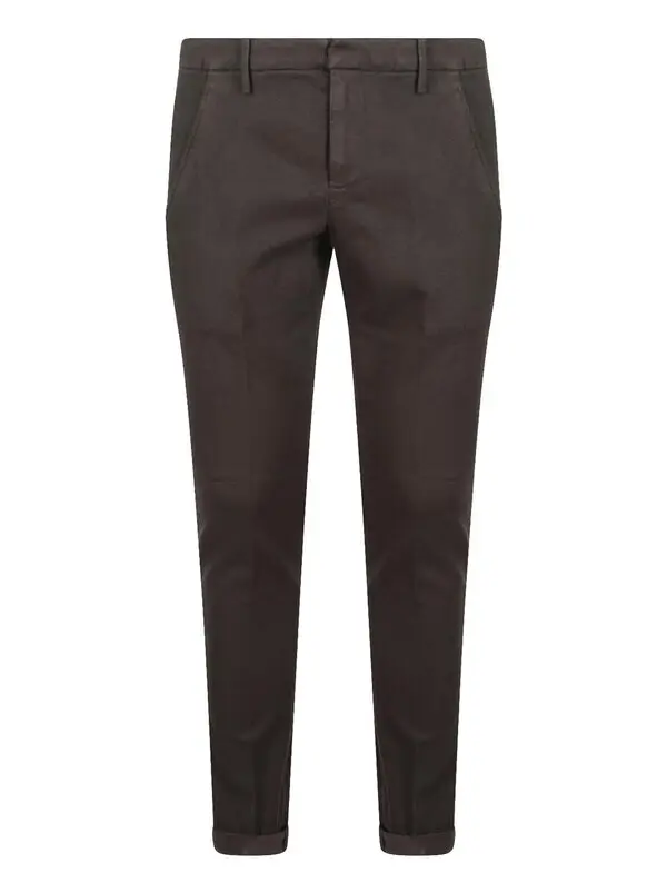 DONDUP Logo Plaque Slim-fit Trousers - Brown