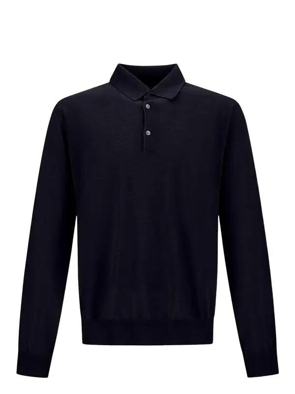 Herno Resort Polo Shirt In Wool And Silk Knit - Dark Blue
