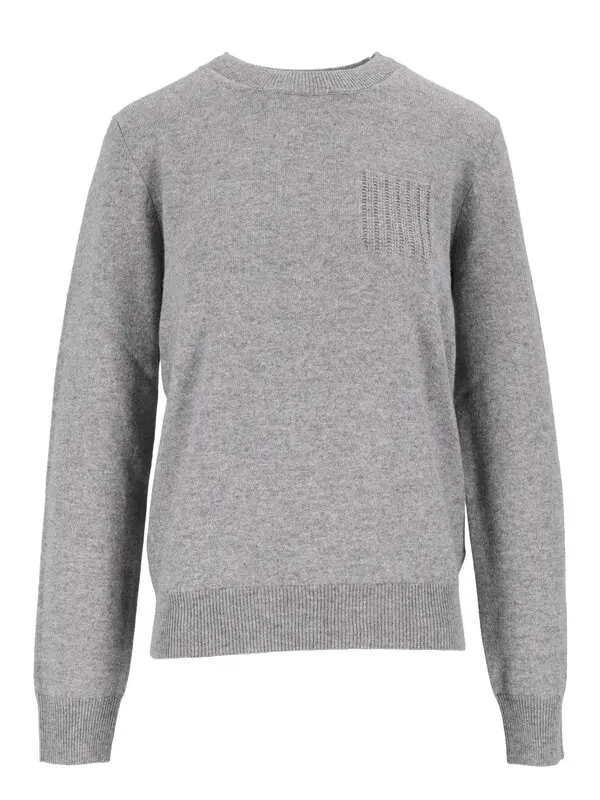 Peserico Crew-neck Long-sleeve Knit Top - Gray