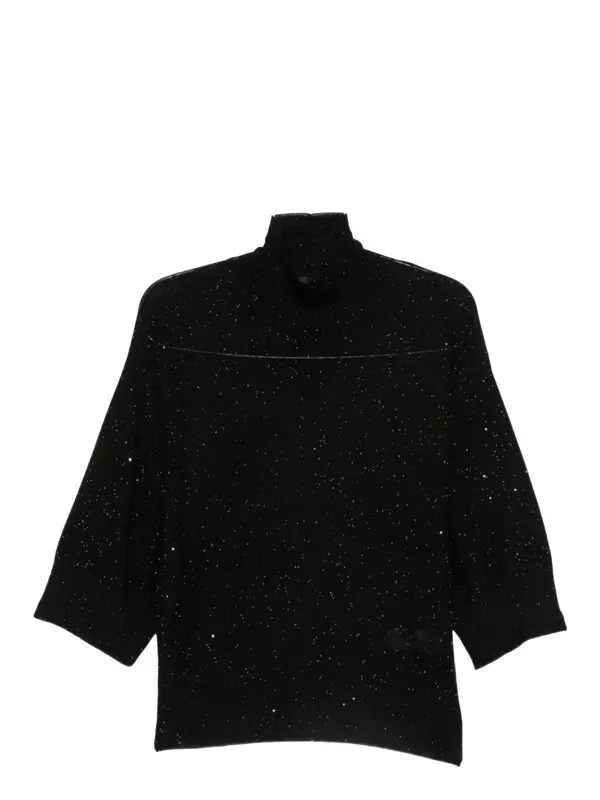Fabiana Filippi Speckled Sequin Embellished Turtleneck Sweater - Black