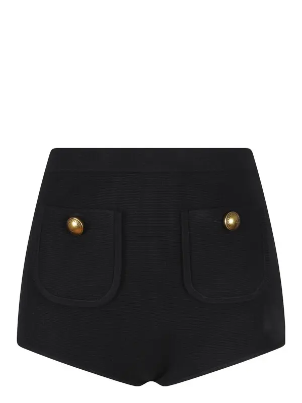 Elisabetta Franchi Gem-button Knit Shorts - Black