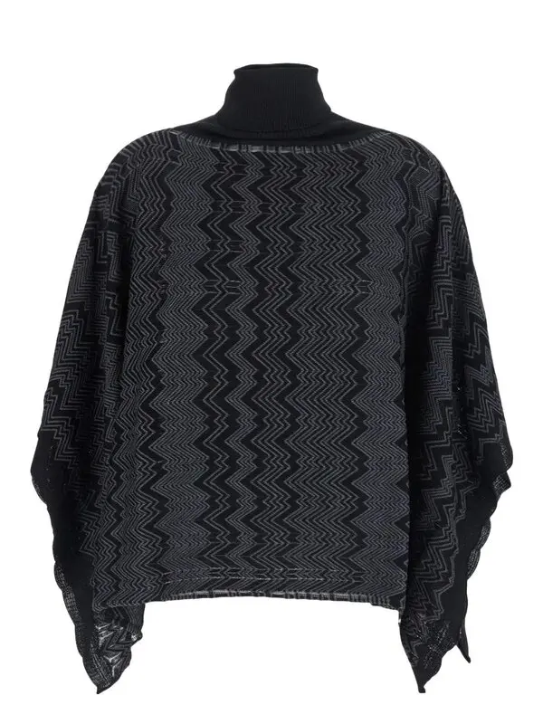 Missoni High Collar Zigzag Cape - Black