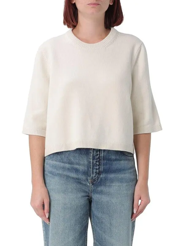 Alaïa Short-sleeved Crewneck Jumper In Cashmere Blend - White 1