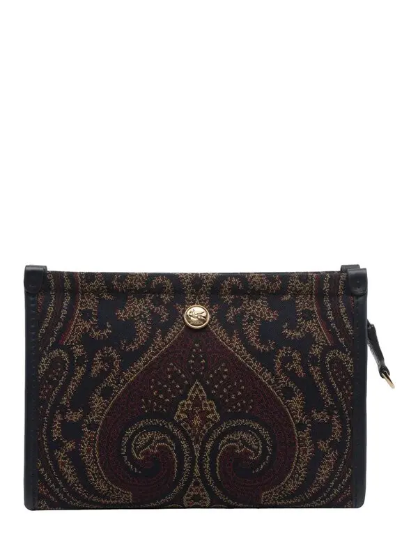 Etro Paisley Jacquard Fabric Mini Handbag With Pegaso Logo - Brown