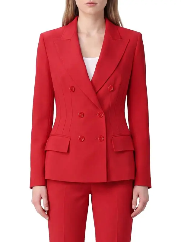 Elisabetta Franchi Double-breasted Crêpe Blazer With Padded Shoulders - Red