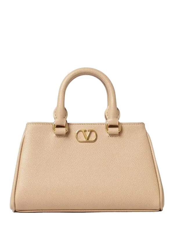 Valentino Garavani Grained Leather Handbag With Vlogo Signature - Pink