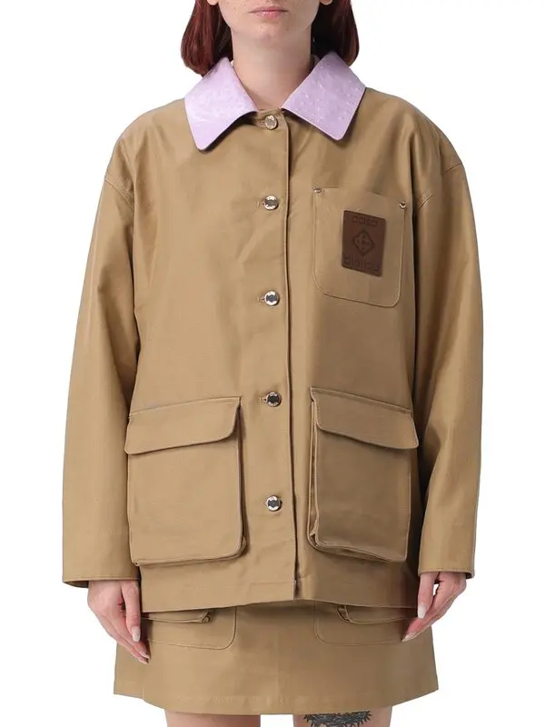 Casablanca Short Cotton Utility Jacket With Relaxed Fit - Beige